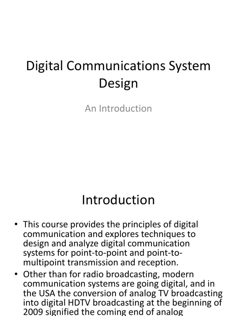 Digital Communications System Design - An Introduction | PDF ...