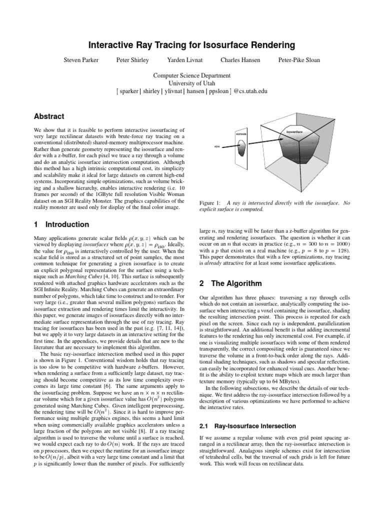 Interactive Ray Tracing for Efficient Isosurface Rendering of Very Large Datasets | PDF ...