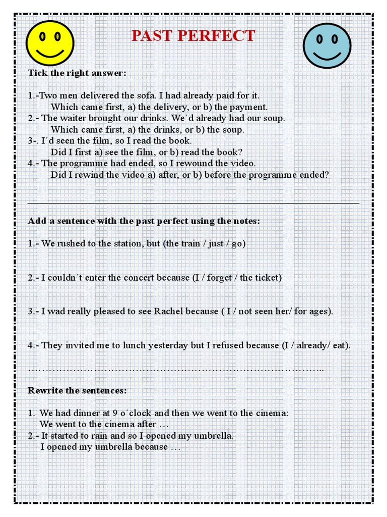 Past Perfect Exercises 2 | PDF