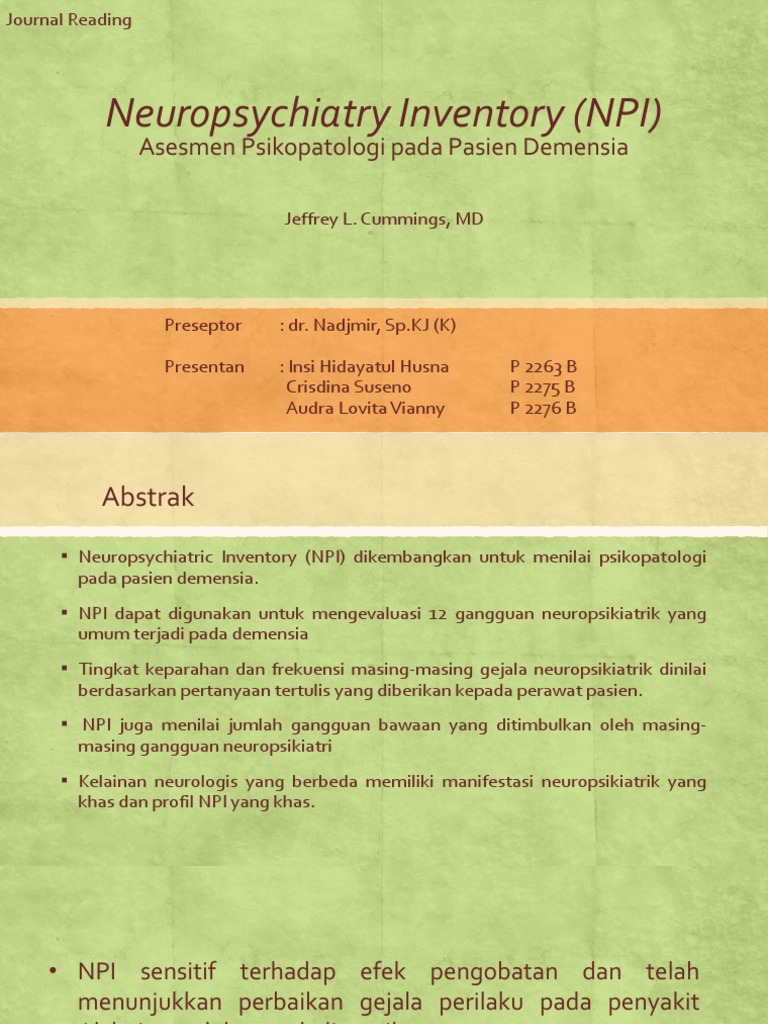 Neuropsychiatry Inventory (NPI) | PDF