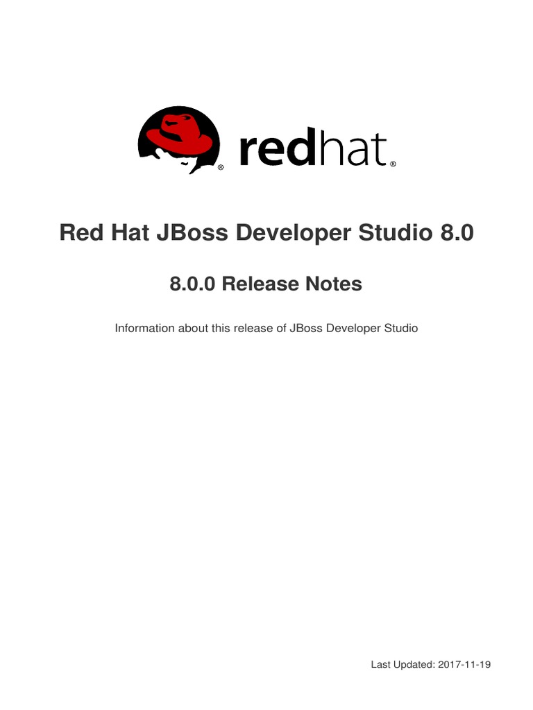 Red Hat Jboss Developer Studio 8.0: 8.0.0 Release Notes | PDF | Eclipse ...