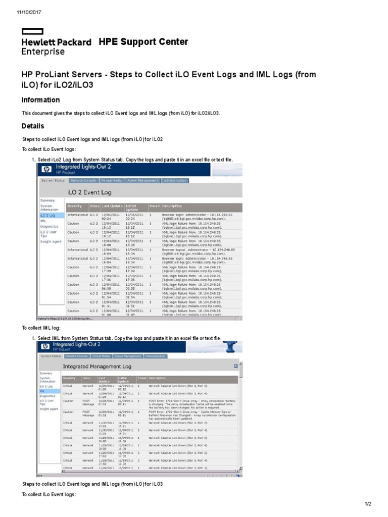 HP Ilo Log Collection | PDF | Technology & Engineering