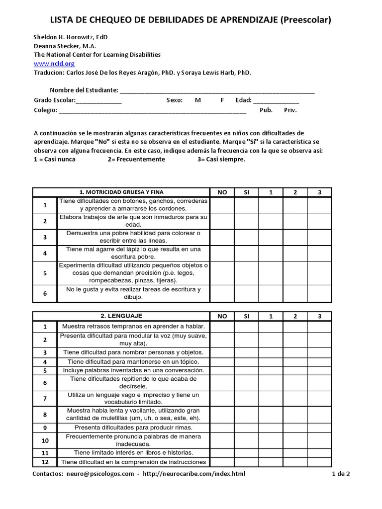 Check List Preescolar | Jardín de infancia | Aprendizaje
