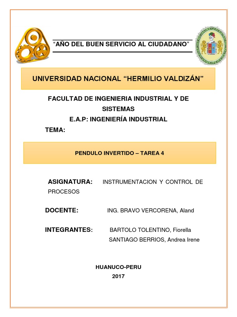 Tarea 4 Pendulo Invertido | PDF | Péndulo | Dinámica (Mecánica)