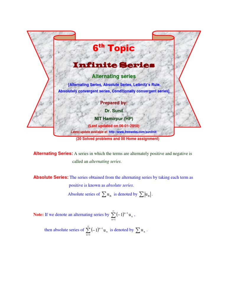 L6-Alternating Series, Leibnitz's Rule | PDF | Series (Mathematics ...