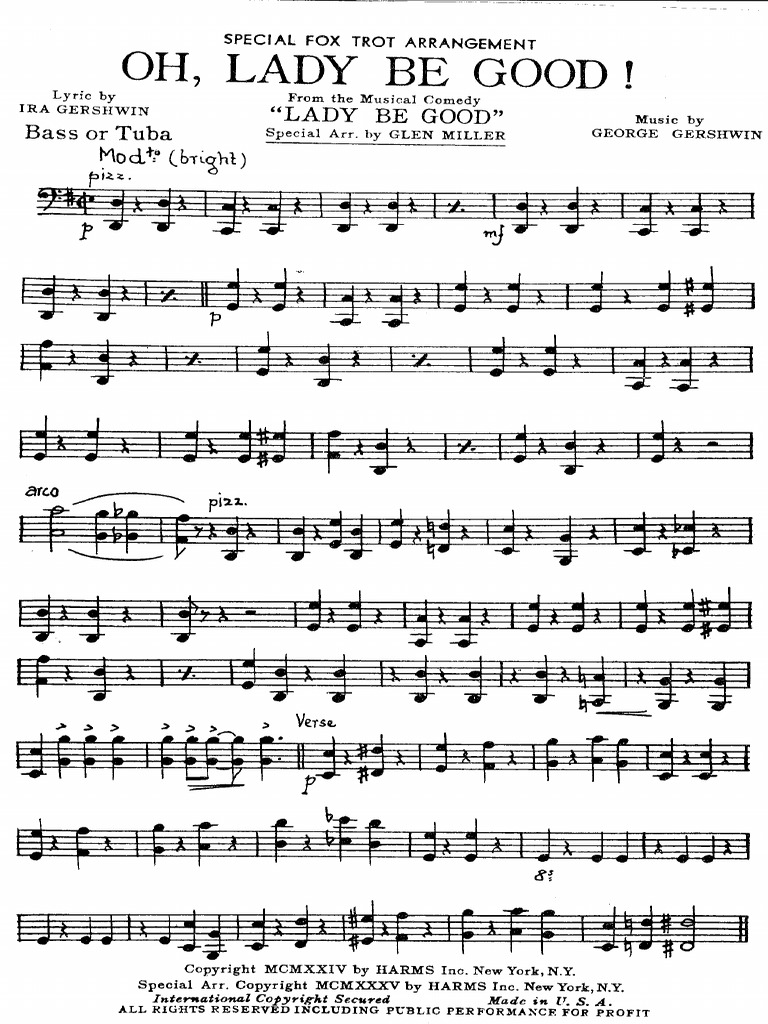Oh Lady Be Good Bass | PDF