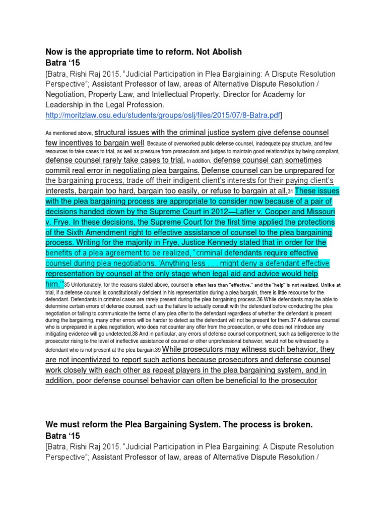 Reforming the Broken Plea Bargaining System Through Increased Judicial ...