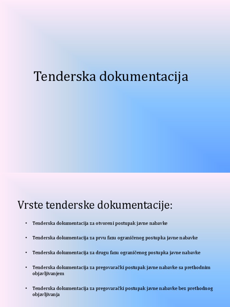 Uputstvo Za Popunjavanje Tenderske Dokumentacije | PDF