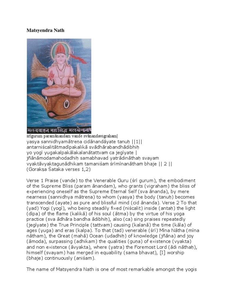 Matsyendra Nath | PDF | Maya (Illusion) | Yoga