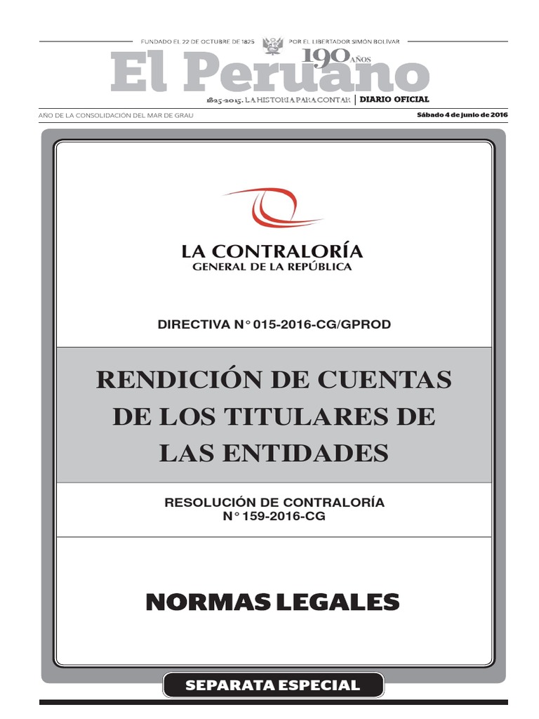 DIRECTIVA - N015-2016-CGGPROD Rendicion de Cuentas PDF | PDF | Administración Pública | Formas ...