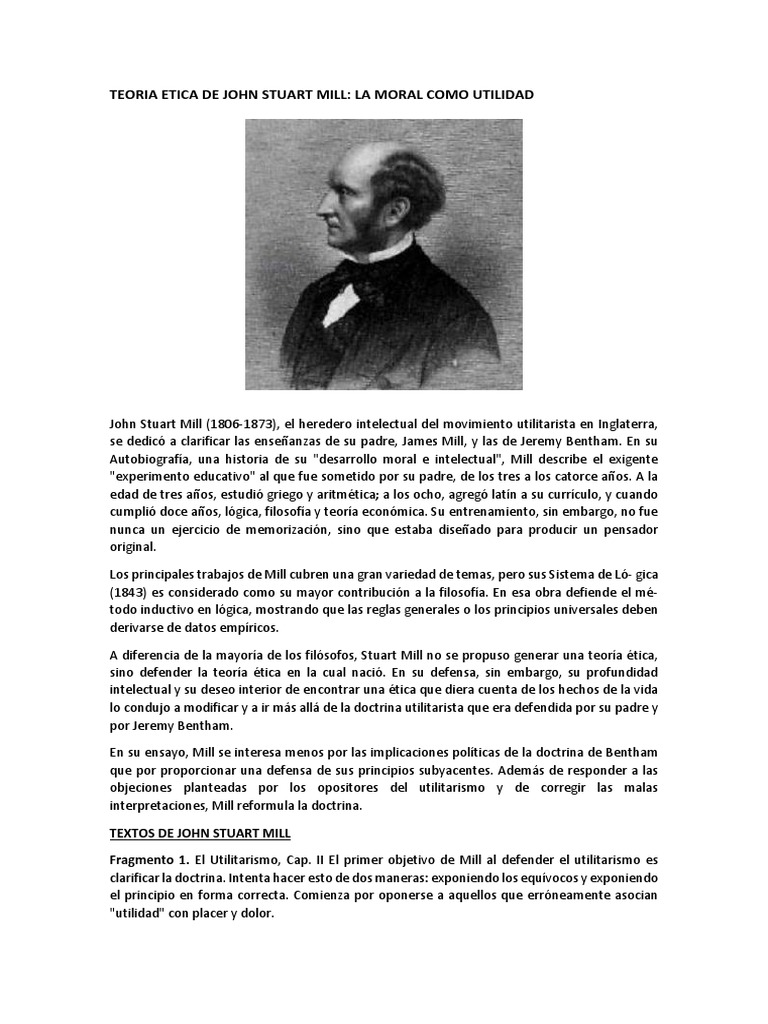 Teoria Etica de John Stuart Mill | PDF | John Stuart Mill | Utilitarismo