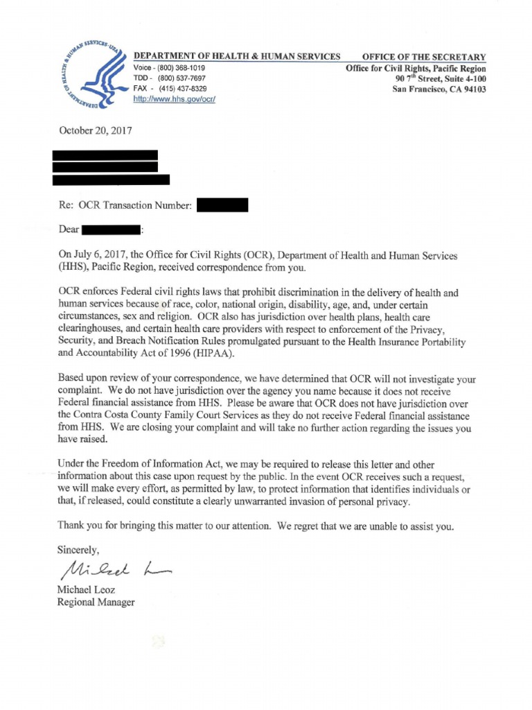 HHS Civil Rights Letter | PDF
