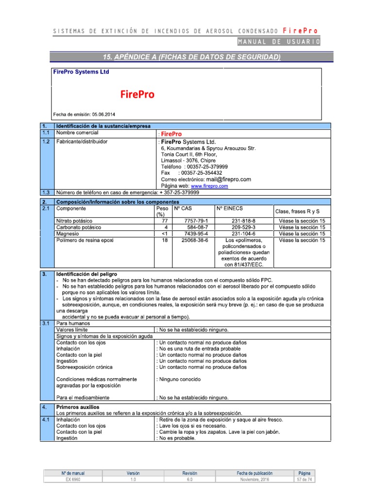 Ficha de Seguridad Firepro | PDF