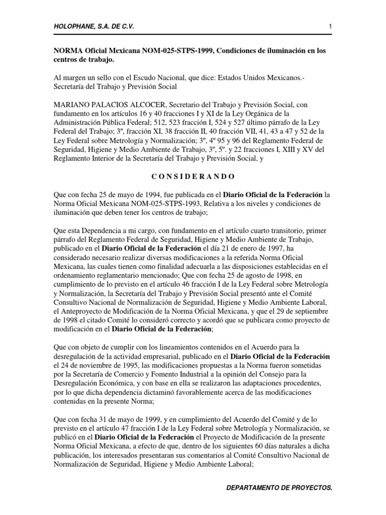 Norma NOM-025-STPS-1999: Iluminación Laboral | PDF | Encendiendo | Medición