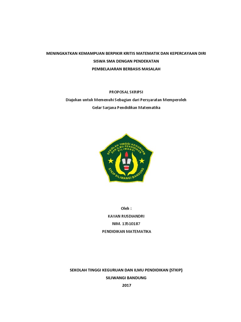 Contoh Proposal Skripsi | PDF | Karier & Perkembangan | Sains & Matematika