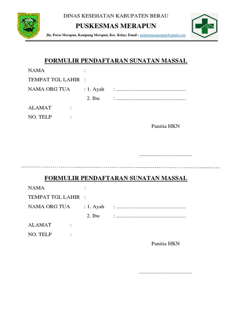 Formulir Pendaftaran Sunatan Massal | PDF