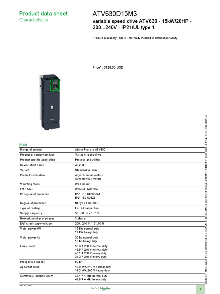 Altivar Process 630 Drive (ATV630) - ATV630D15M3 | PDF | Relay ...
