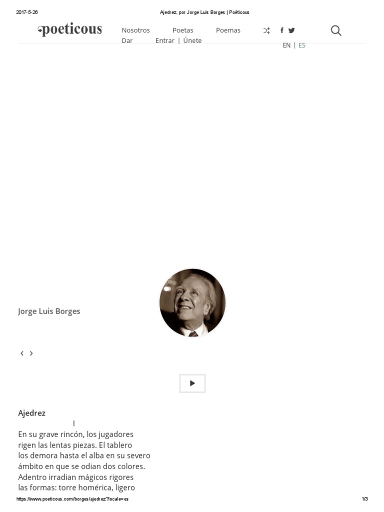 Ajedrez, Por Jorge Luis Borges - Poéticous | PDF | Ajedrez | Juegos de ...