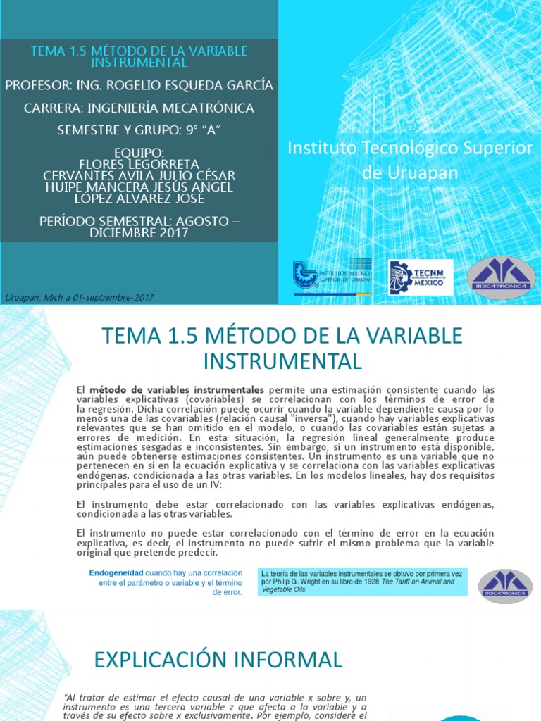 Metodo Variable Instrumental U1 Eq5 Cpa | PDF | Métodos matemáticos y cuantitativos (economía ...