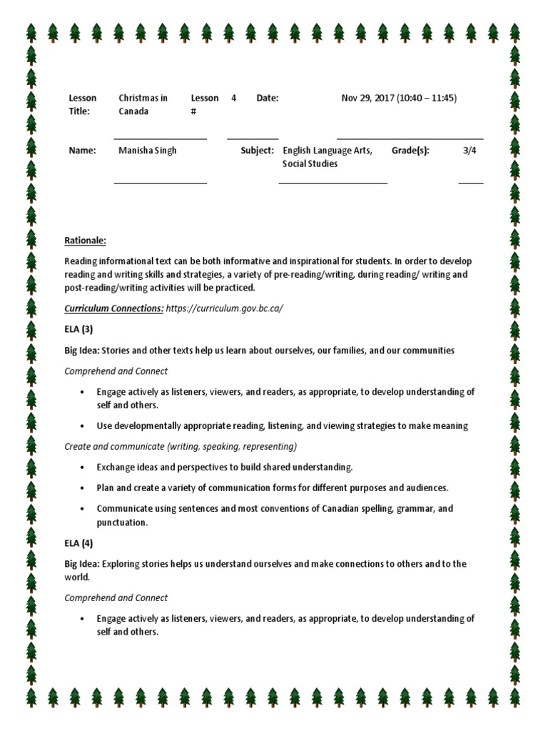 Christmas Traditions in Canada Lesson | PDF | Christmas | Christmas ...