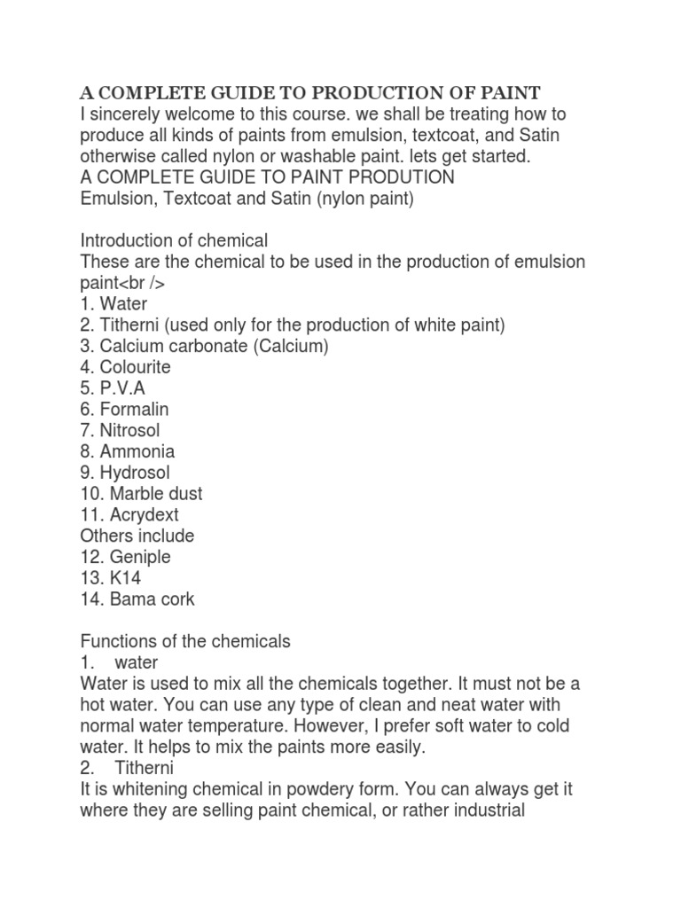 A Complete Guide To Production of Paint | PDF | Paint | White