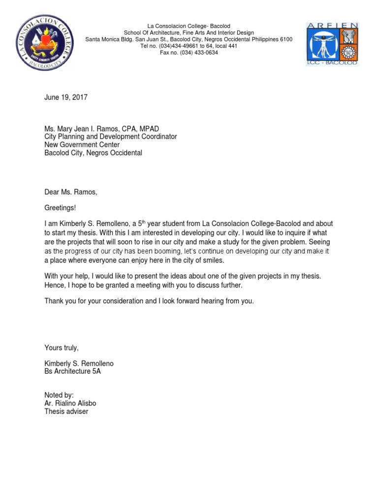 Letter For City Planning Office | PDF