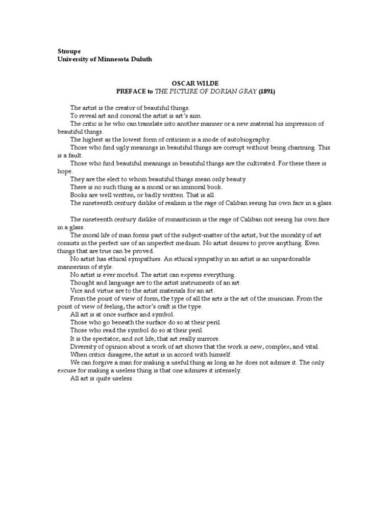 Wilde Portrait Preface | PDF | Poetry | General Fiction