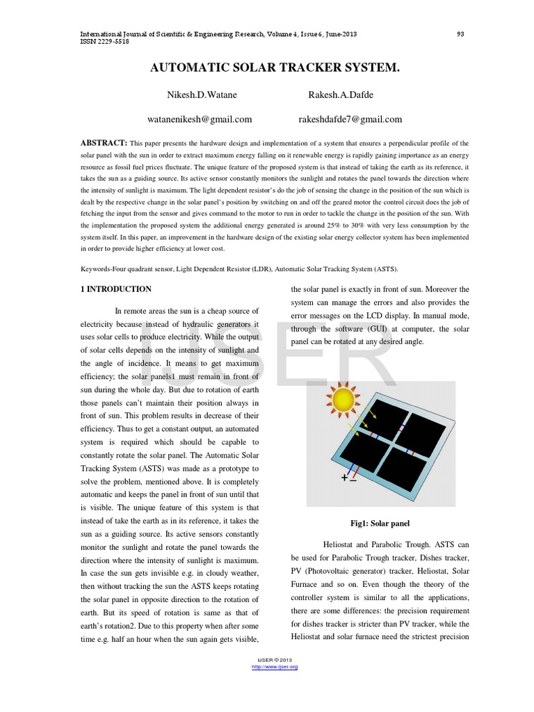 Automatic Solar Tracker System | PDF | Electric Motor | Solar Energy