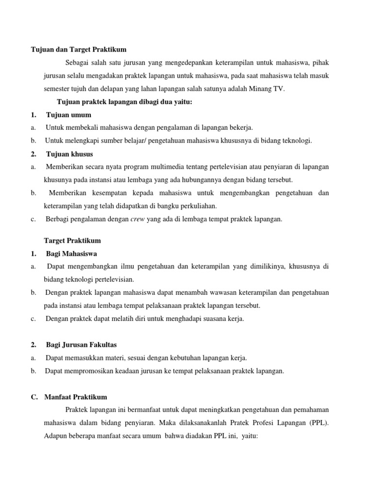 Tujuan Dan Target Praktikum | PDF