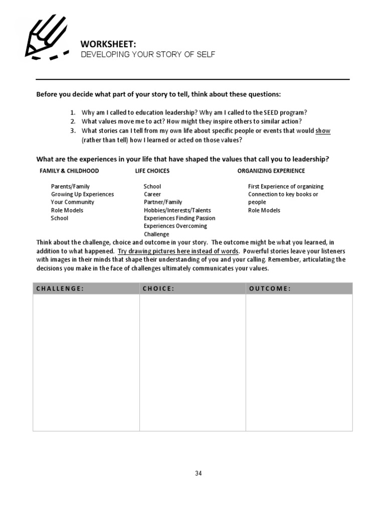 Worksheet:: Developing Your Story of Self | PDF | Leadership | Epistemology