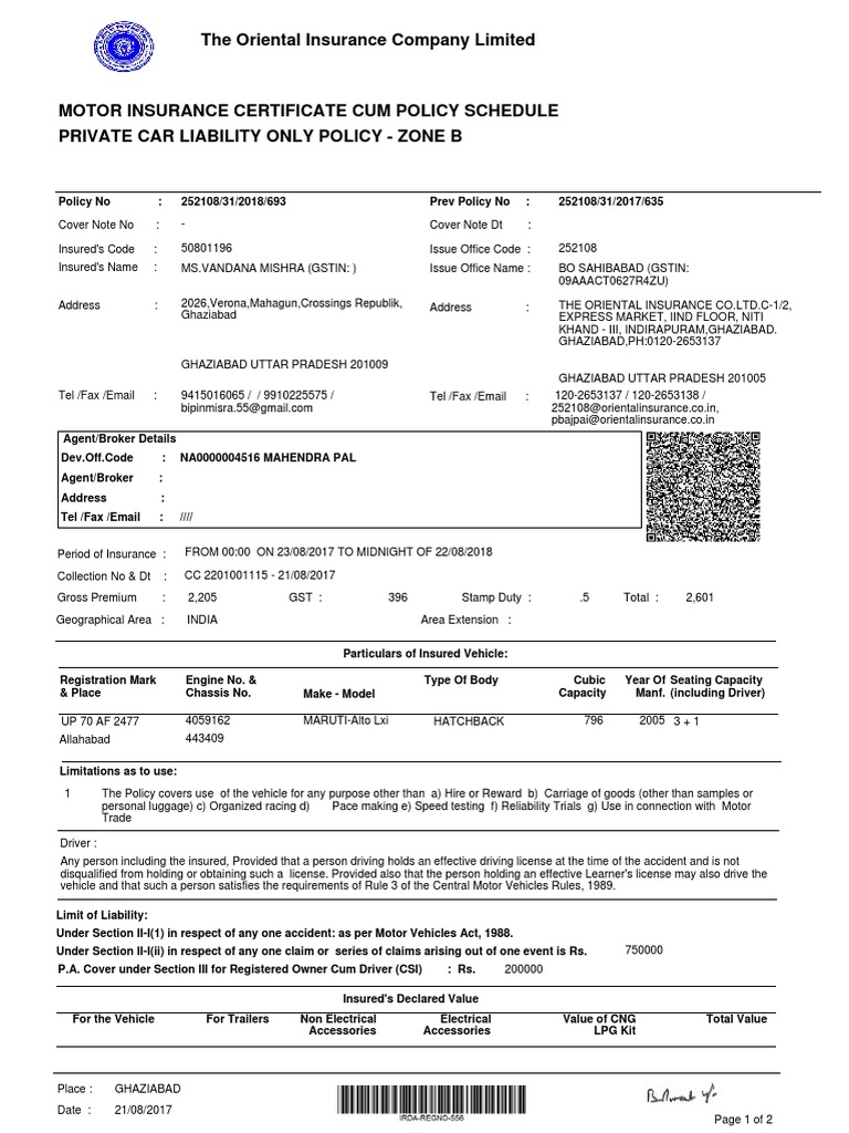 Car Policy Insurance | PDF | Vehicles | Insurance