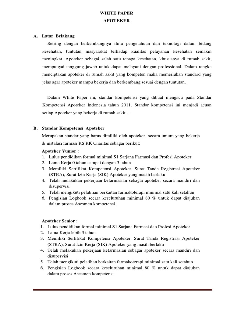 Contoh White Paper Apoteker | PDF