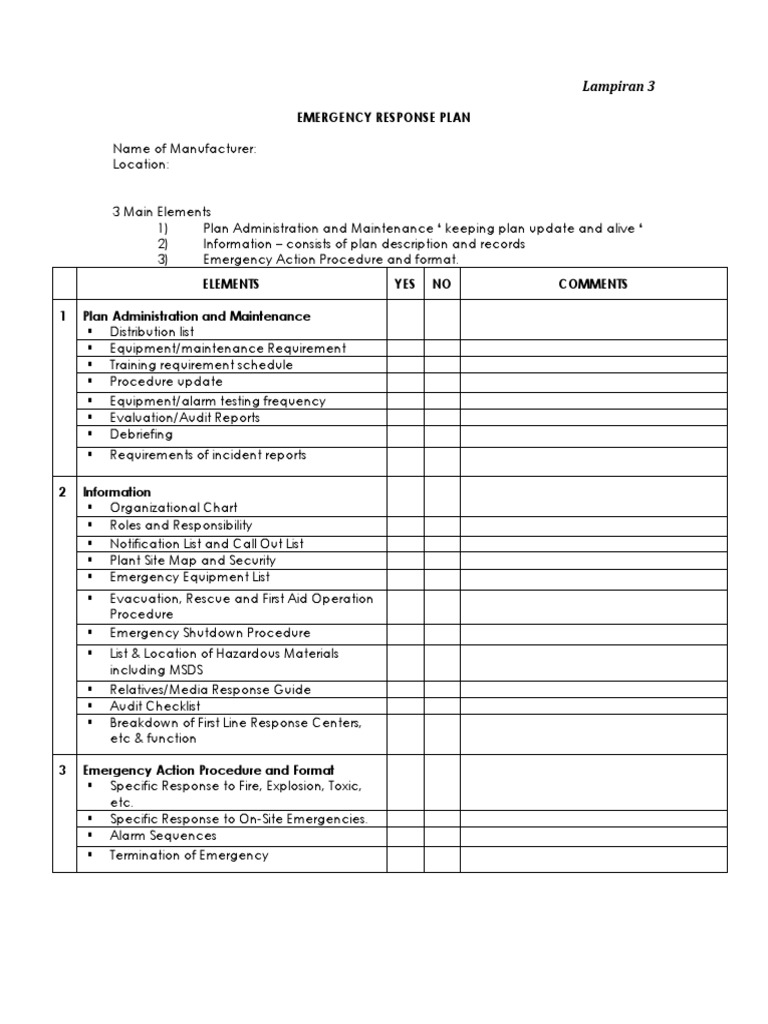 A Comprehensive Emergency Response Plan Template Focusing on ...