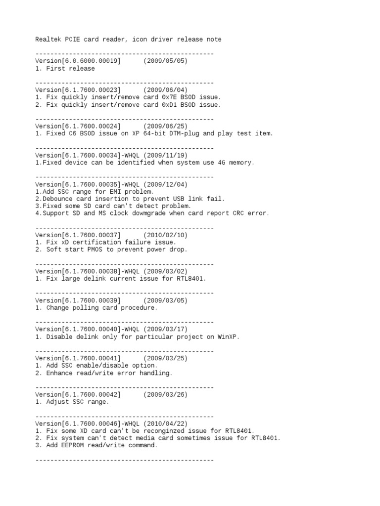 Realtek PCIe Card Reader Driver Updates | PDF | Secure Digital | Office ...