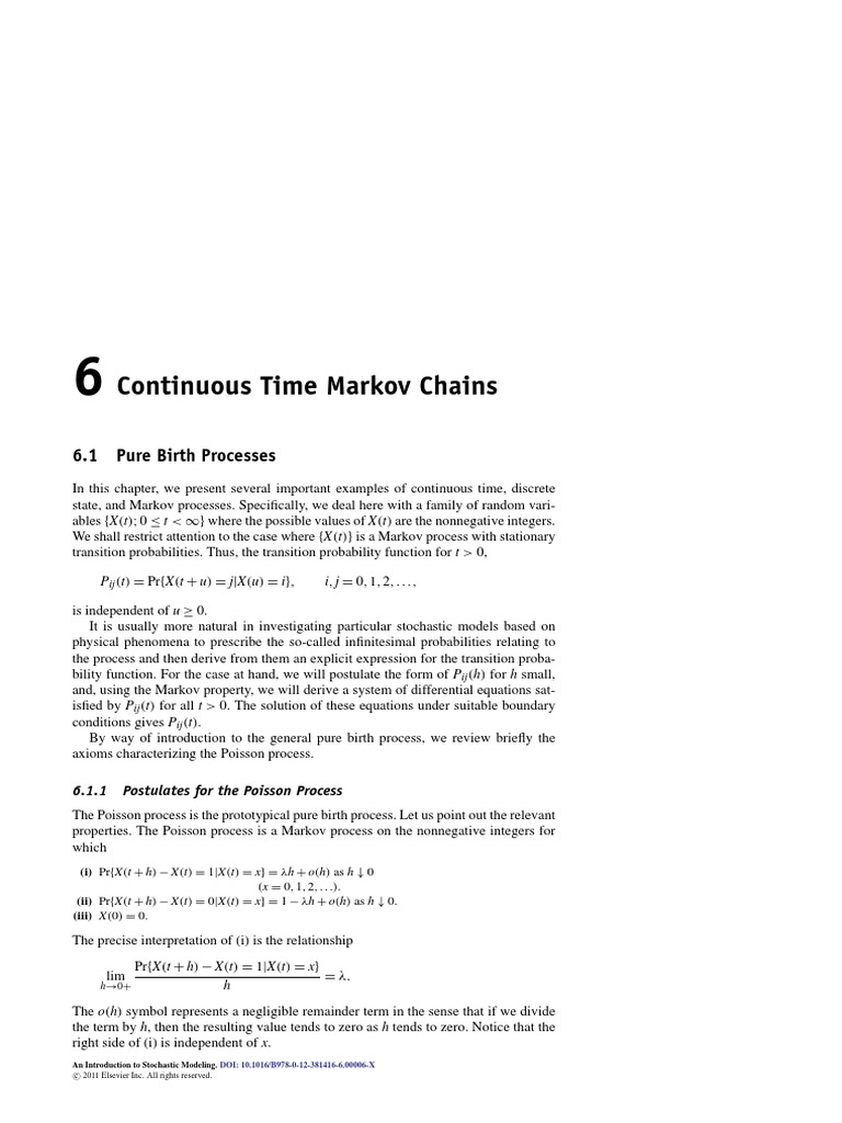 An Introduction To Stochastic Modeling - Continuous Time Markov Chains | PDF