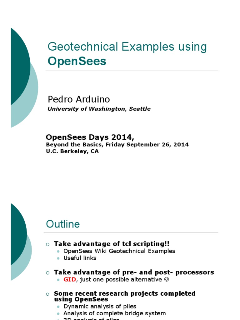 Geotechnical Examples Using: Opensees | PDF | Stress (Mechanics) | Deep Foundation