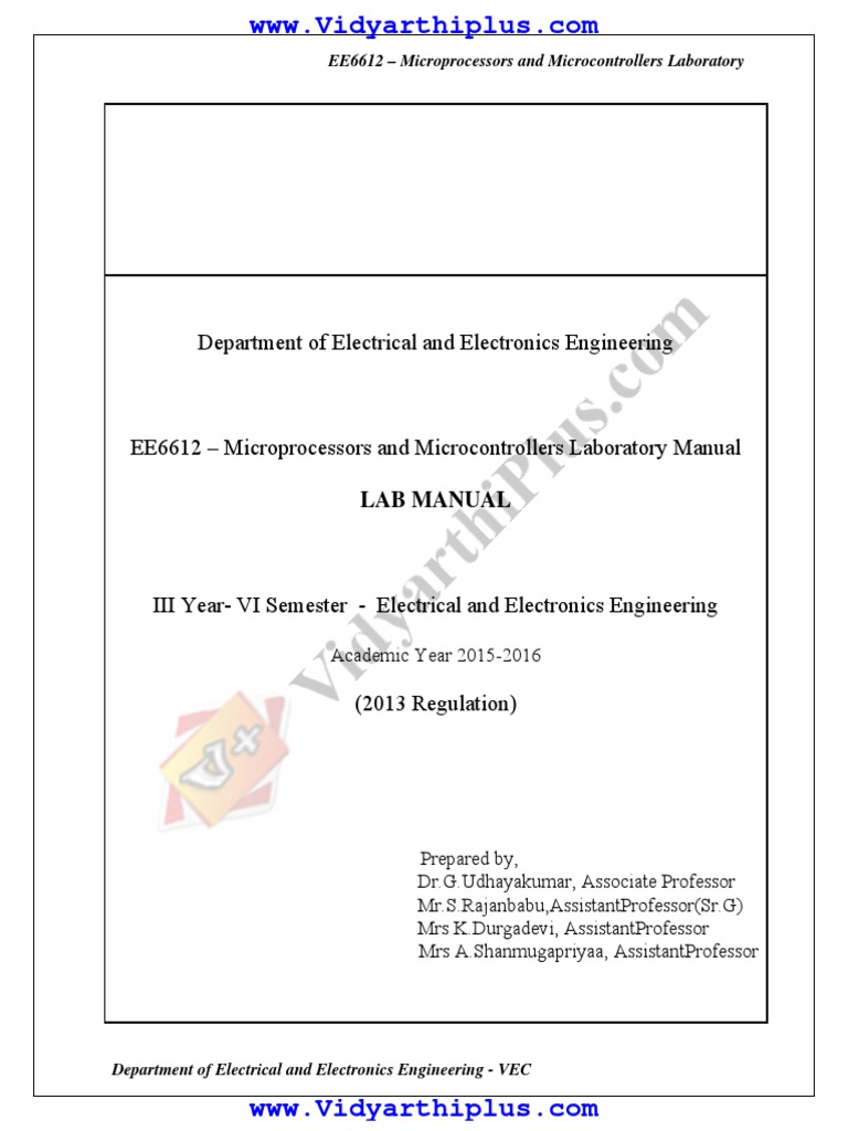 EEE Miroprocessor and Microcontroller Laboratory | PDF | Central Processing Unit | Microcontroller