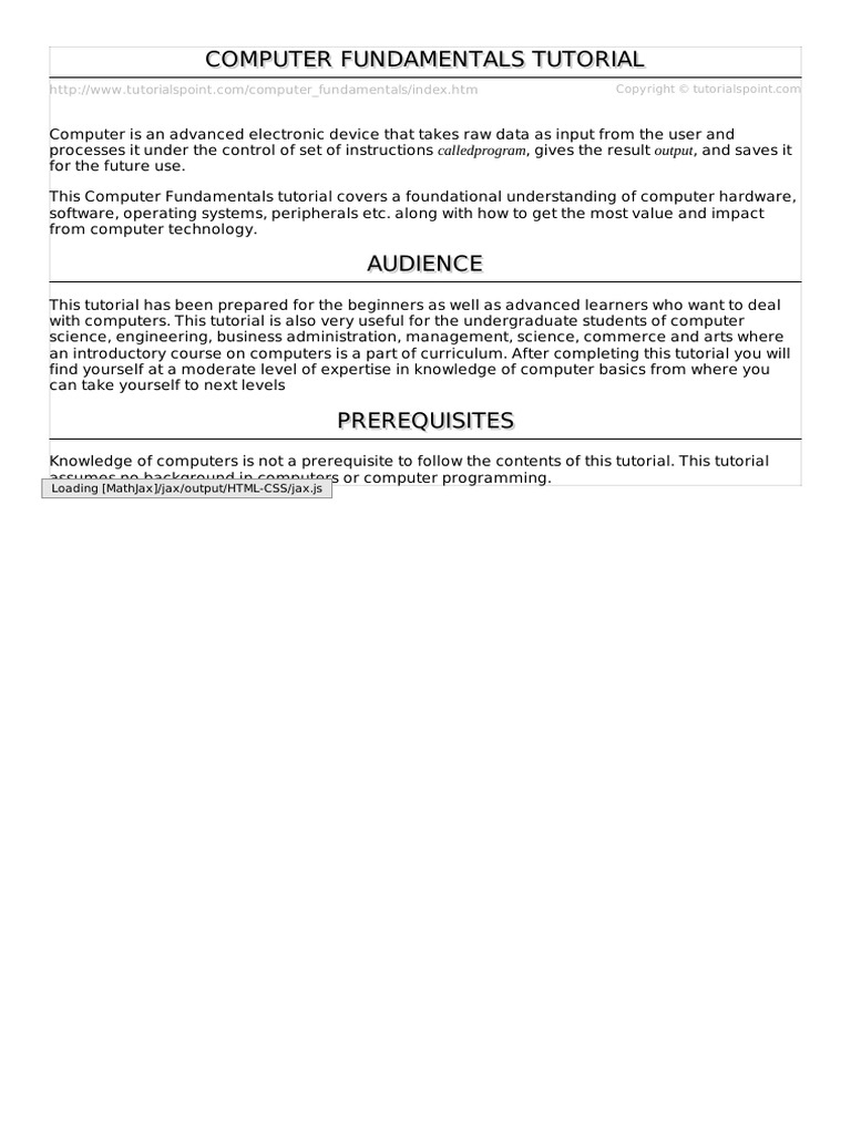 Computer Fundamentals Tutorial | PDF