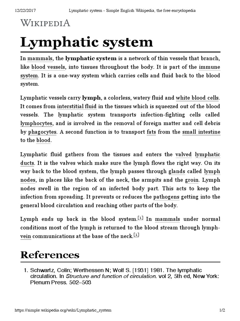 Lymphatic System: References | PDF