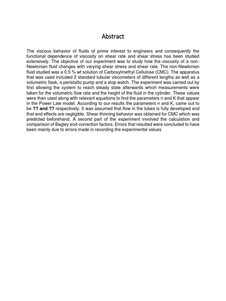 Abstract & Conclusion | PDF | Viscosity | Shear Stress
