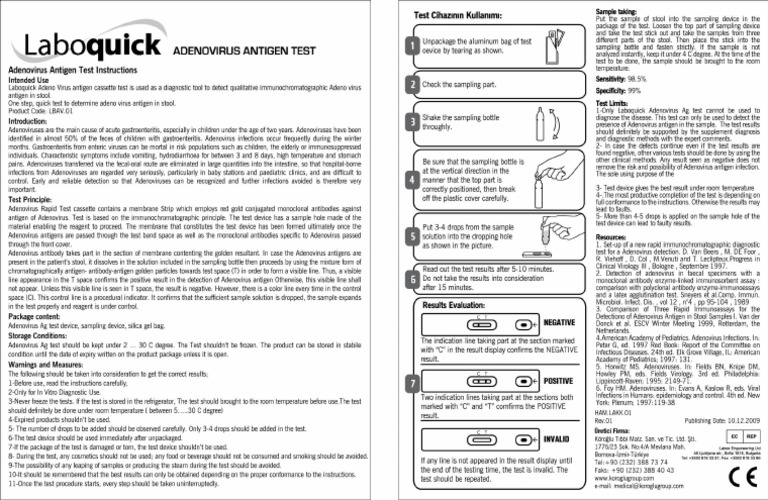 Laboquick Adenovirus Ag Test Kit User Guide | PDF | Human Feces | Infection