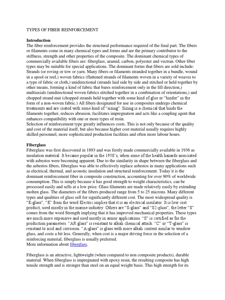 Types of Fiber Reinforcement | Download Free PDF | Fiberglass ...