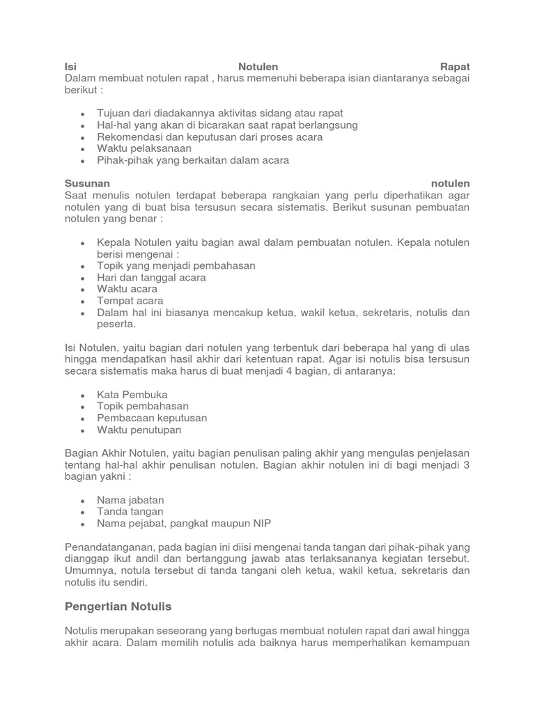 Isi Notulen Rapat | PDF
