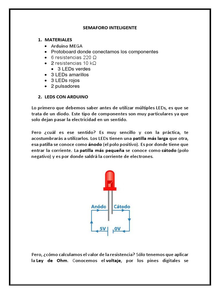 Semaforo Inteligente en Arduino | PDF | Diodo emisor de luz | Semáforo