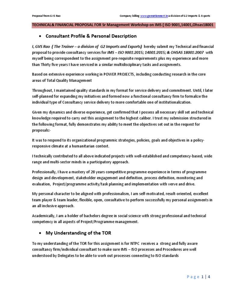 IMS Workshop Proposal and Consultant Profile | PDF | International ...