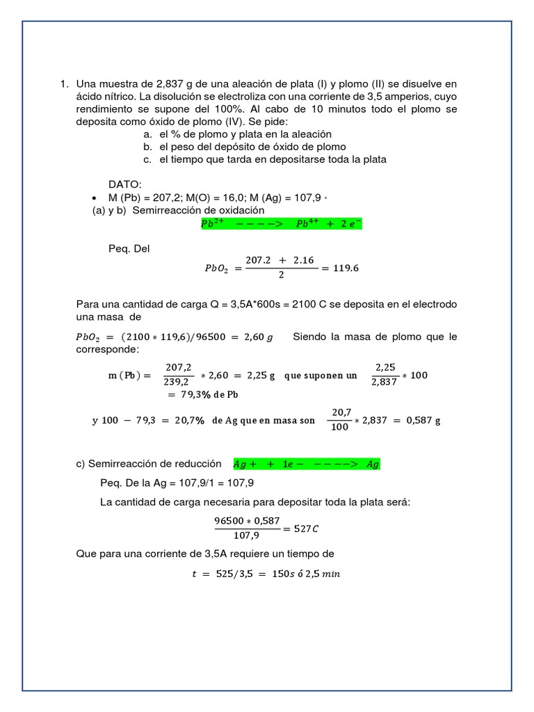 Ejer Cici Os Electro Qui Mica | PDF | Redox | Sustancias químicas