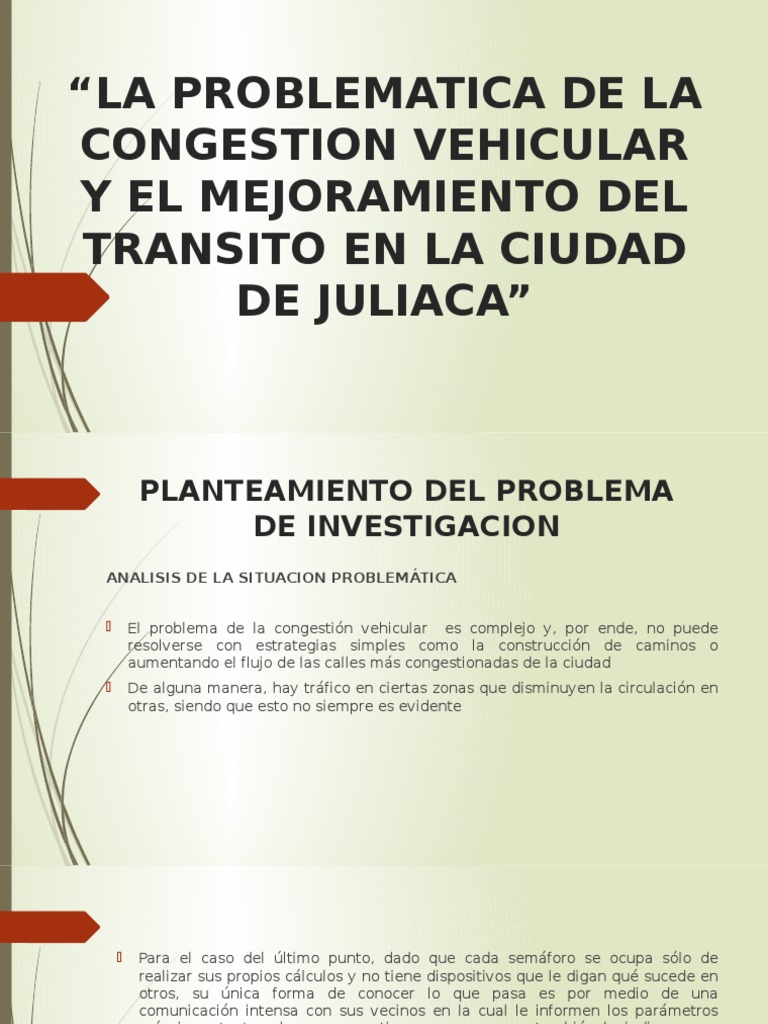 Congestión Vehicular en Juliaca | PDF | Peatonal | Semáforo