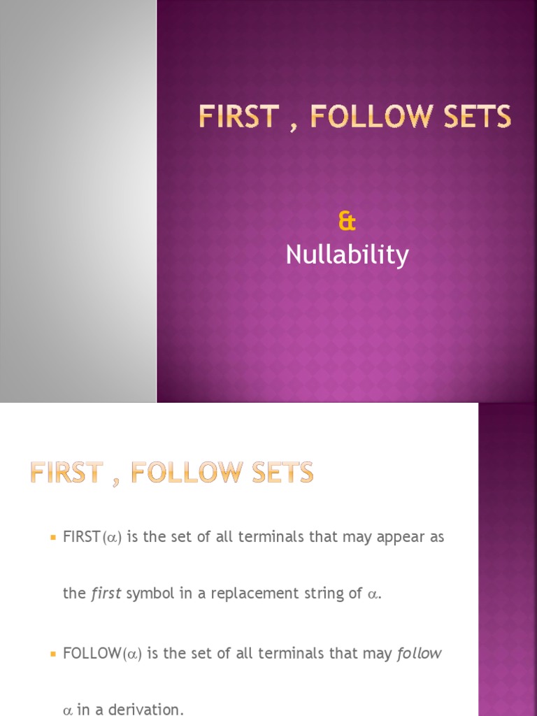 First, Follow Sets | PDF | Theoretical Computer Science | Languages