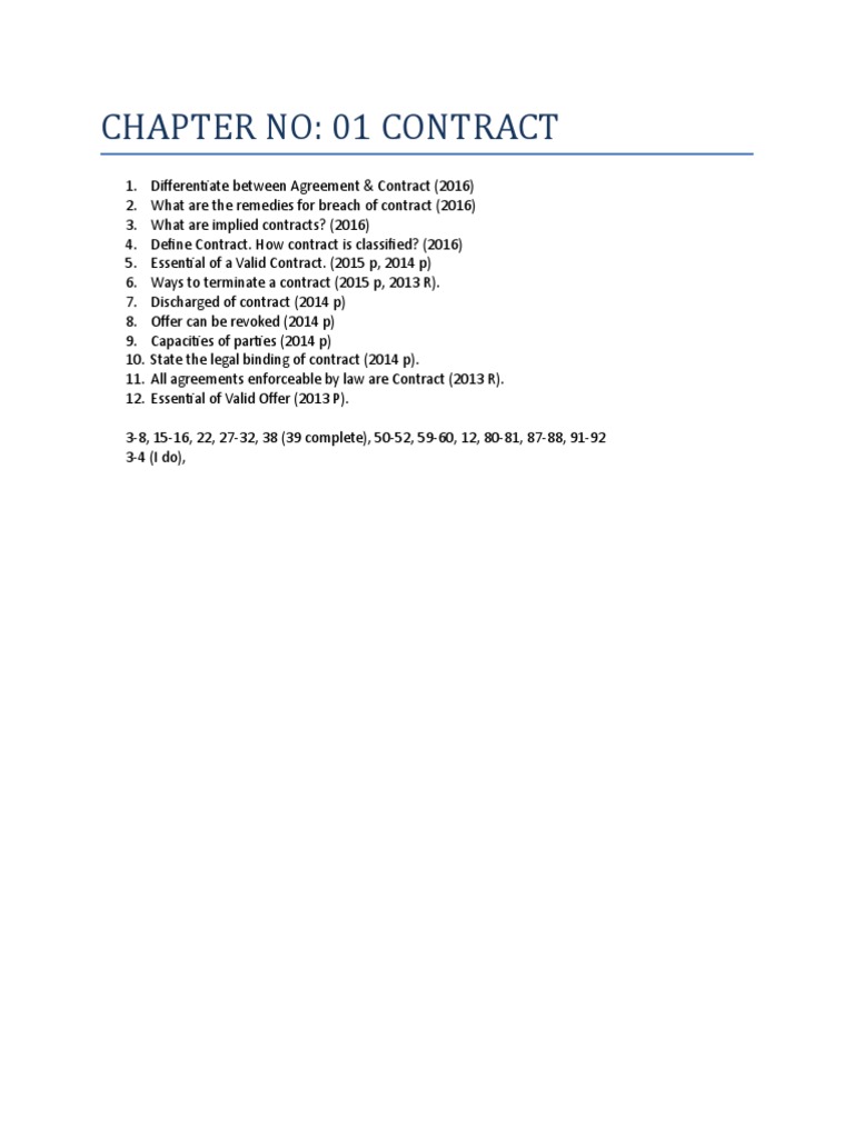 Chapter No: 01 Contract | PDF