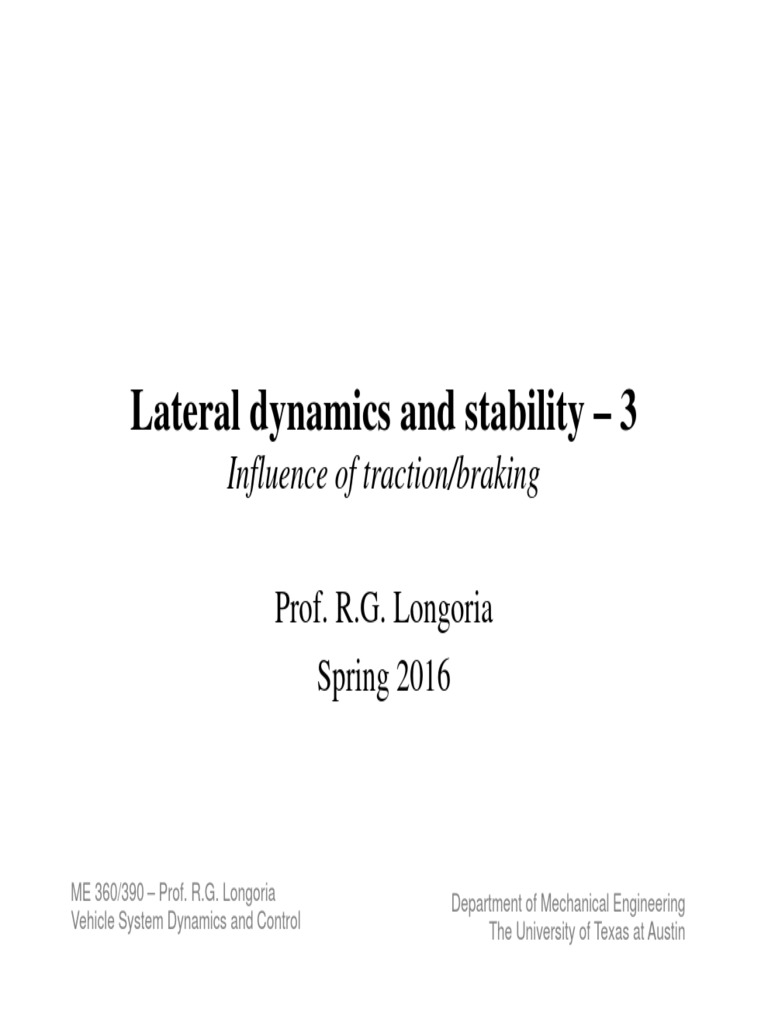 04a Lateral Dynamics and Stability 3 PDF | PDF | Brake | Vehicles